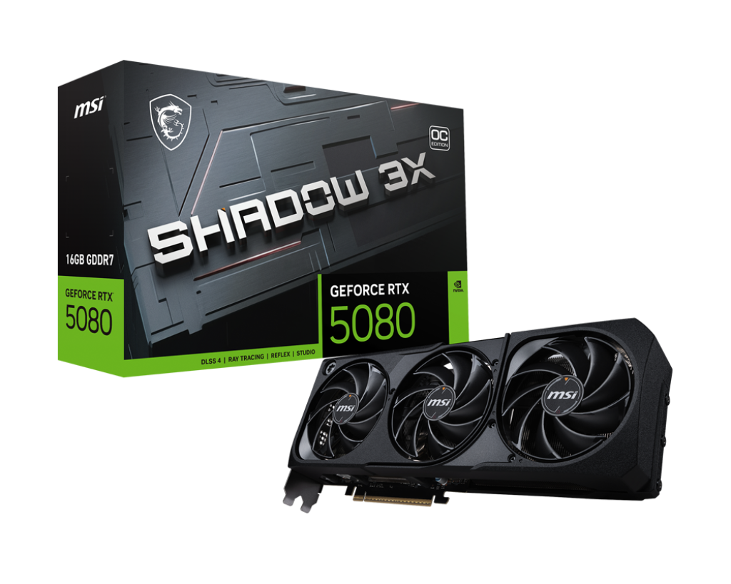 MSI NVIDIA GeForce RTX 5080 16G SHADOW 3X OC Graphics Card, 16GB GDDR7 ...